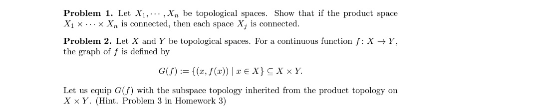 Solved Problem 1. Let X1,⋯,Xn be topological spaces. Show | Chegg.com