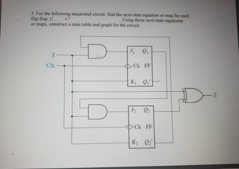 Solved 5. For the following sequential circuit. find the | Chegg.com