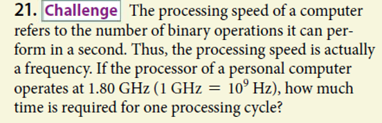 Solved 21. Challenge The processing speed of a computer | Chegg.com