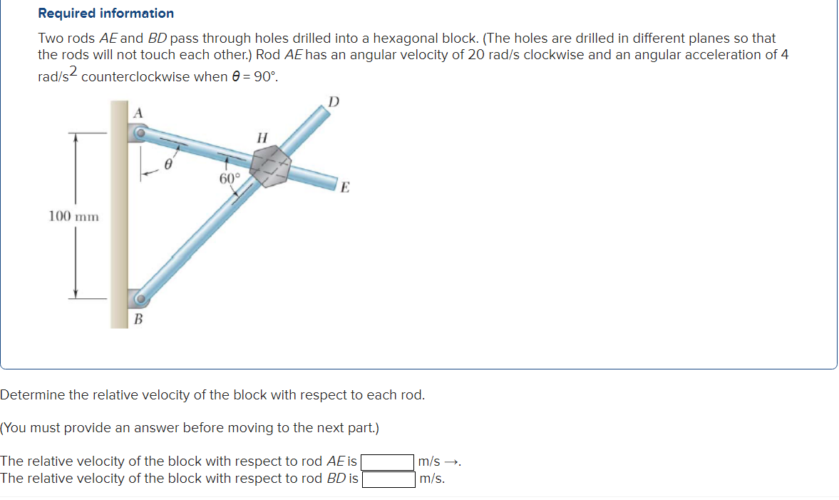 Solved Two rods AE and BD pass through holes drilled into a | Chegg.com
