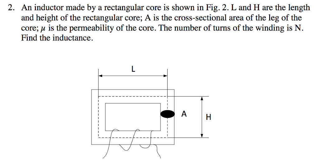 Solved 2. An inductor made by a rectangular core is shown in | Chegg.com