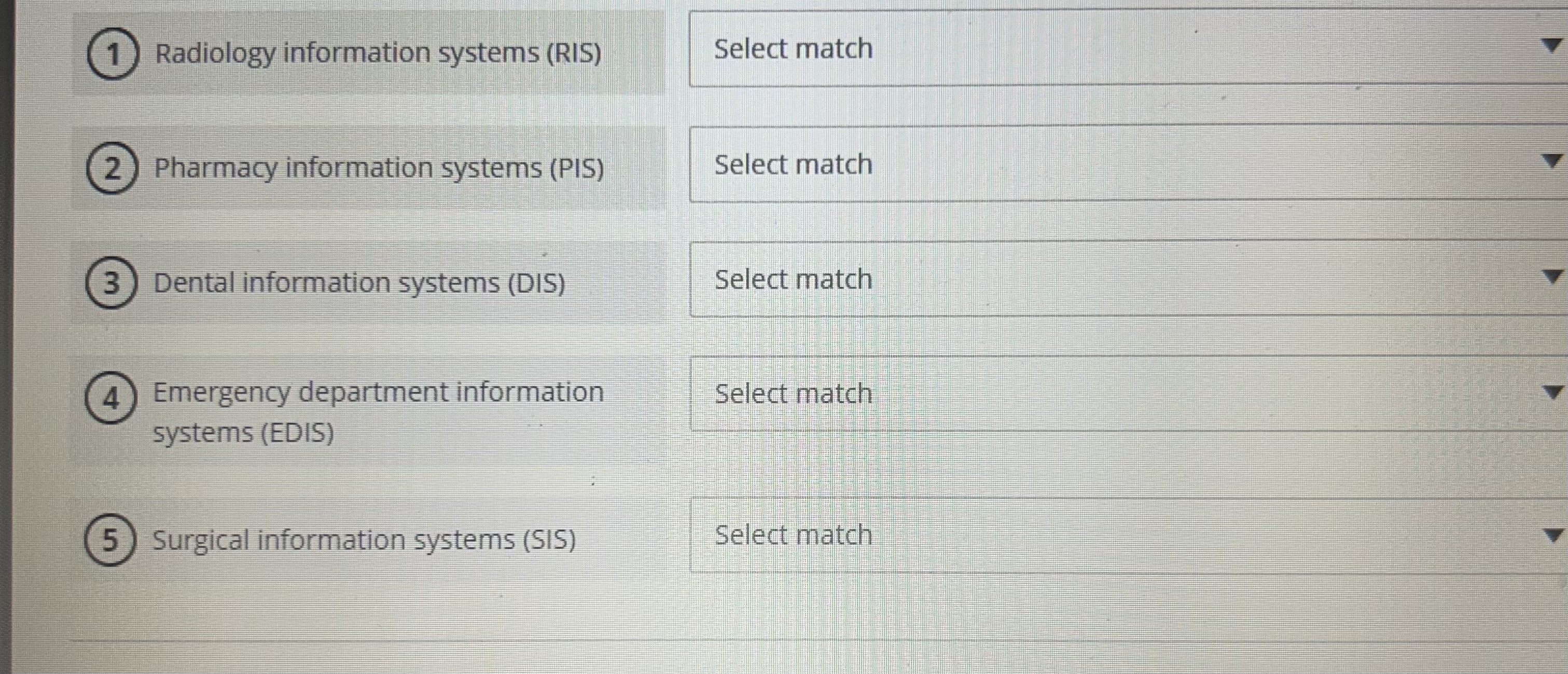 Solved Radiology information systems (RIS)Select | Chegg.com