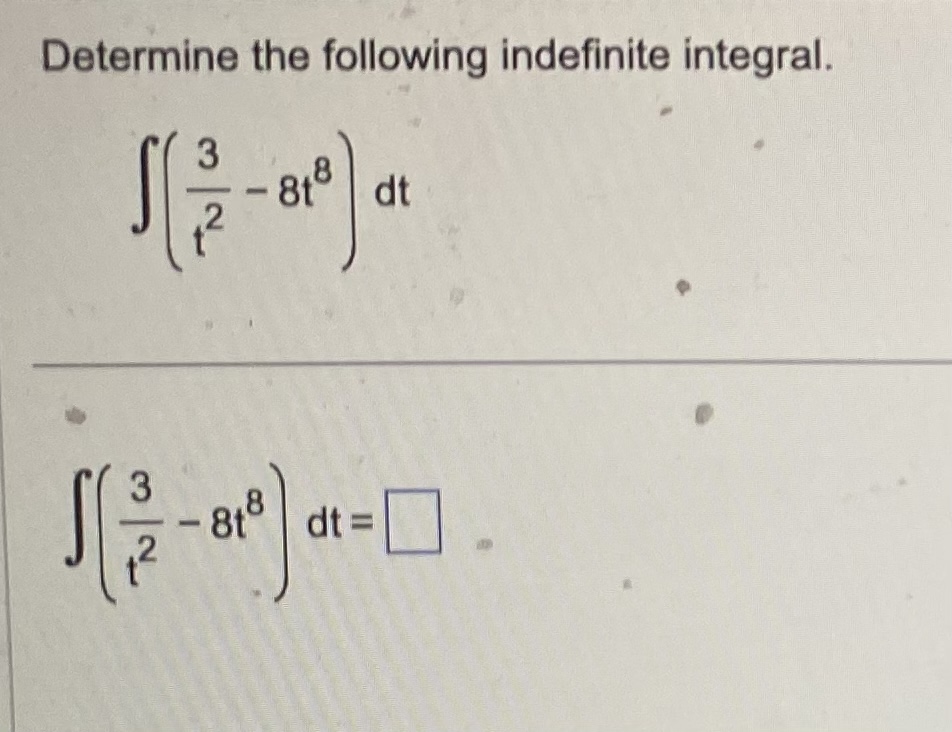Solved Determine the following indefinite integral. | Chegg.com