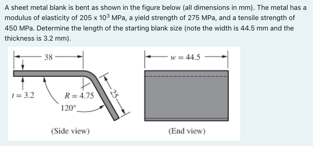 Solved A sheet metal blank is bent as shown in the figure | Chegg.com