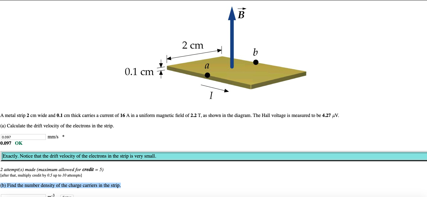 Solved B 2 cm b a 0.1 cm A metal strip 2 cm wide and 0.1 cm | Chegg.com