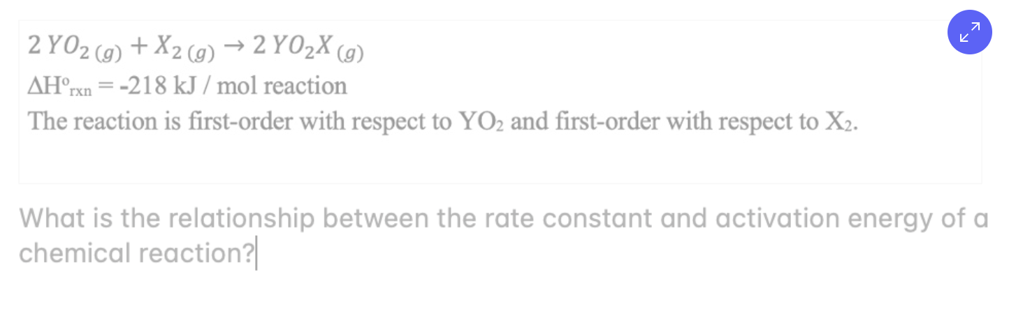 Solved 2YO2(g)+X2(g)→2YO2X(g)ΔHrxno=−218 kJ/ mol reaction | Chegg.com