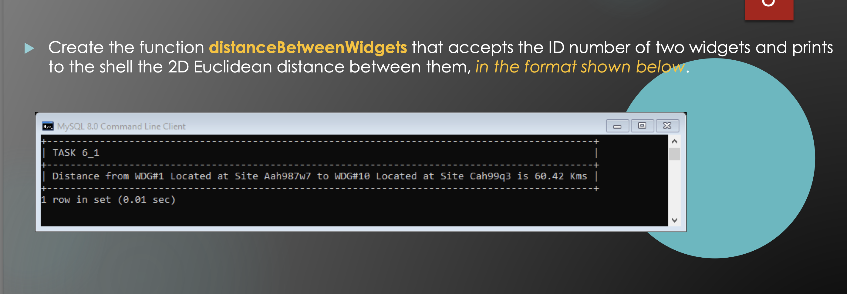 Create the function distanceBetweenwidgets that | Chegg.com