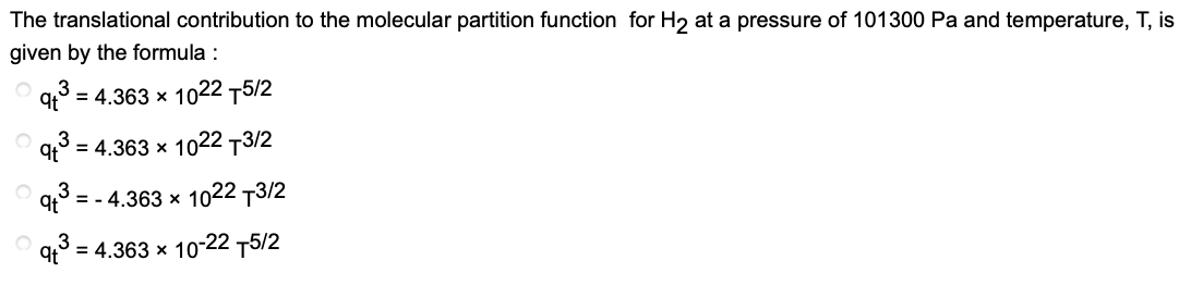 Solved The translational contribution to the molecular | Chegg.com