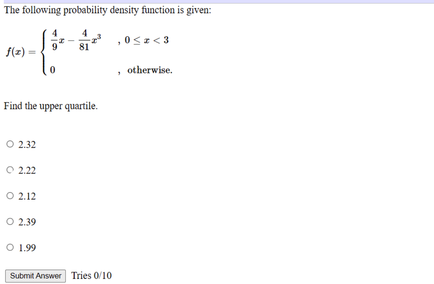 Solved The following probability density function is given: | Chegg.com