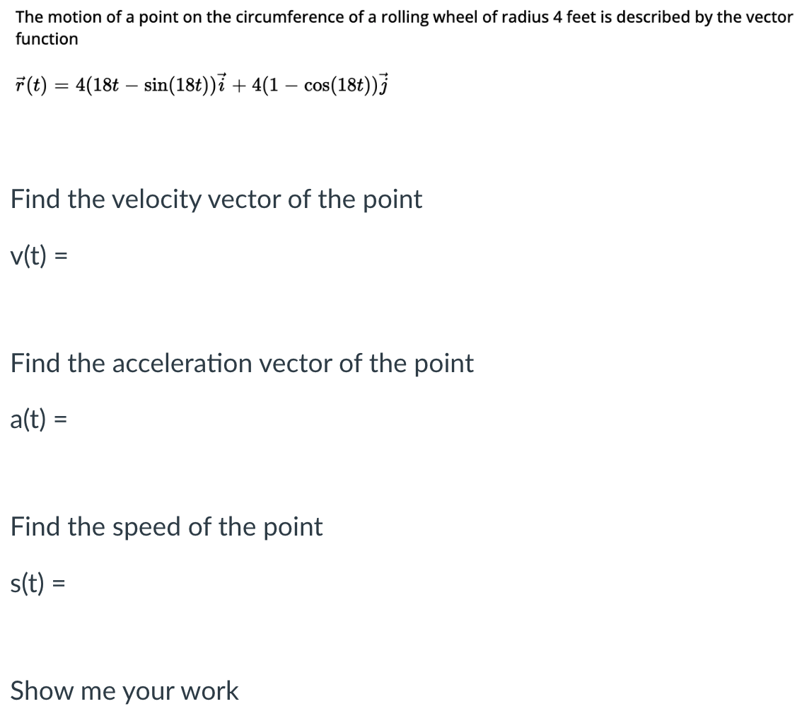 Solved The motion of a point on the circumference of a | Chegg.com
