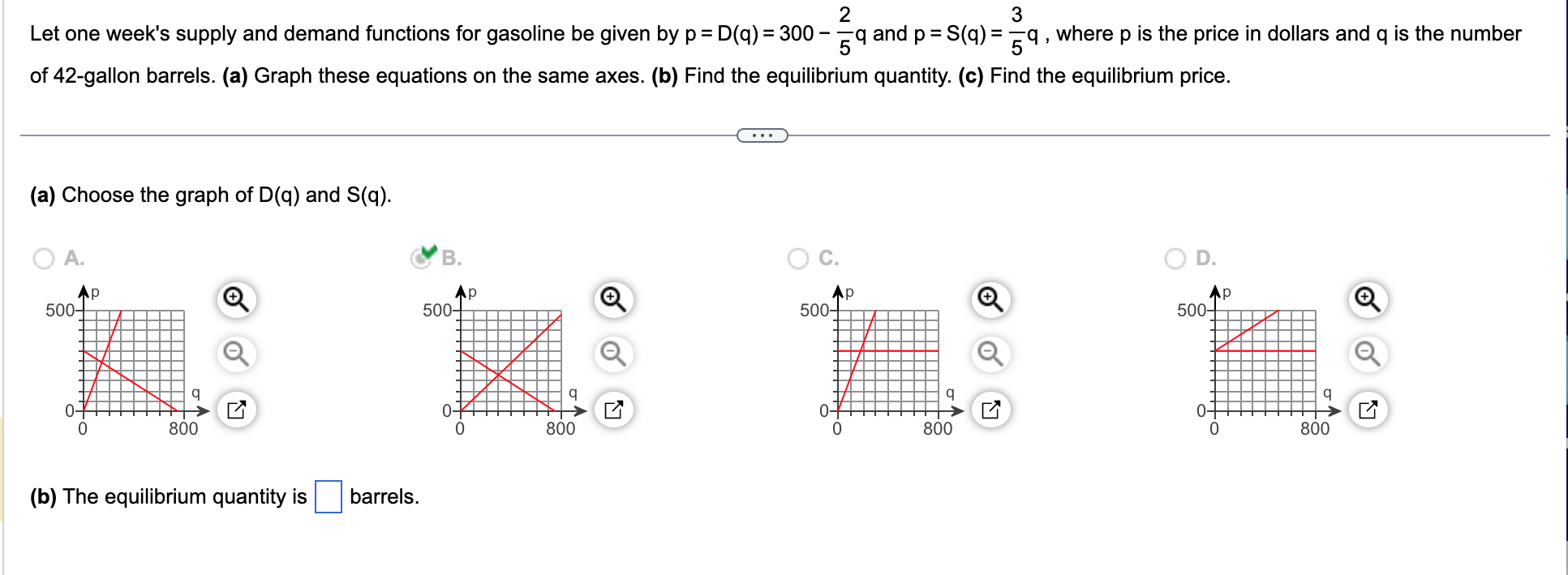 Solved Let one week's supply and demand functions for | Chegg.com