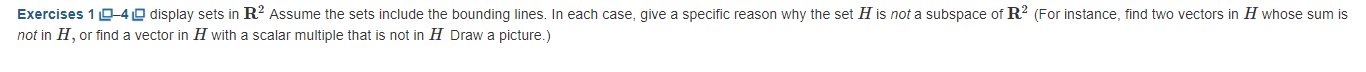 Solved 2.Exercises 1 !- 4 !् display sets in R2 Assume the | Chegg.com