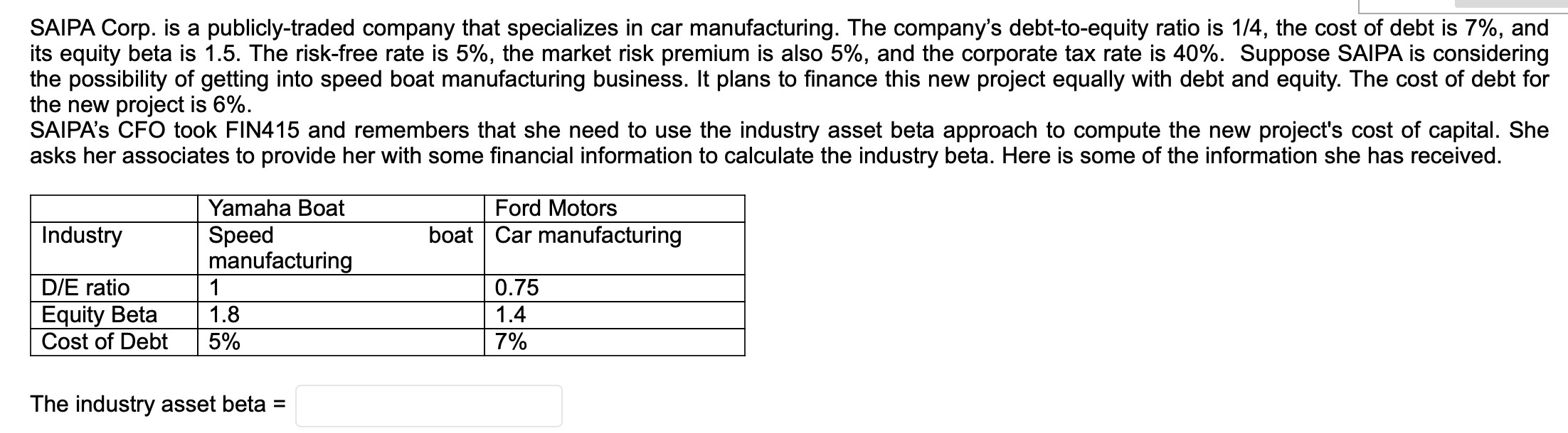 Solved SAIPA Corp. is a publicly-traded company that | Chegg.com