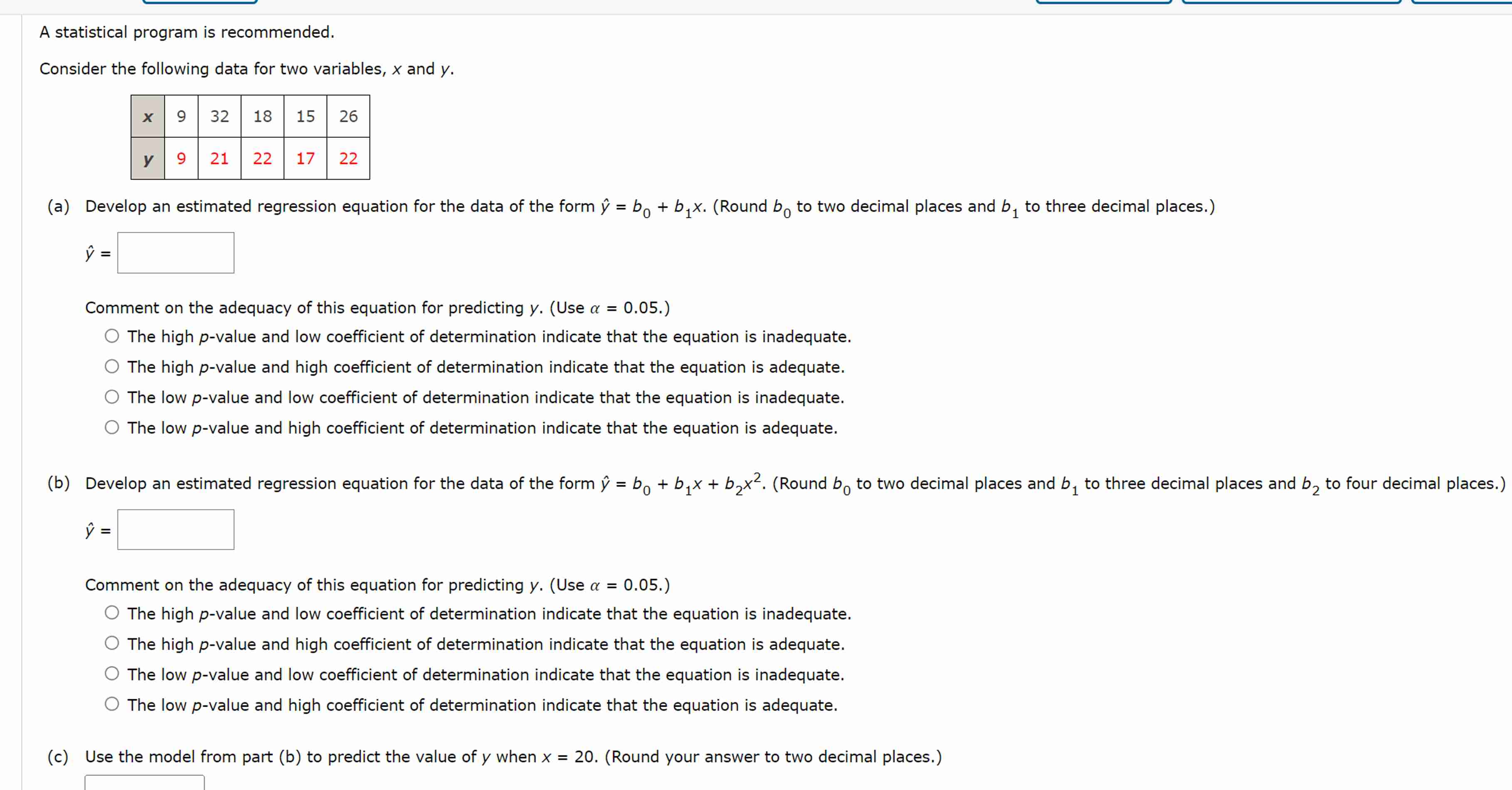 Solved A statistical program is recommended.Consider the | Chegg.com