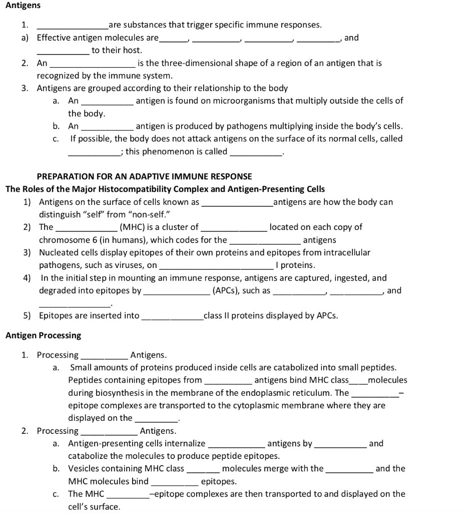 Solved Antigens 1. are substances that trigger specific | Chegg.com