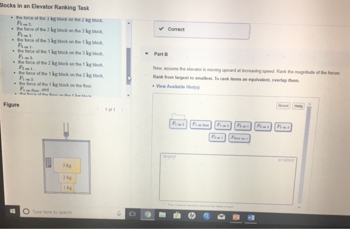 Blocks in an Elevator Ranking Task the force of the 3 | Chegg.com
