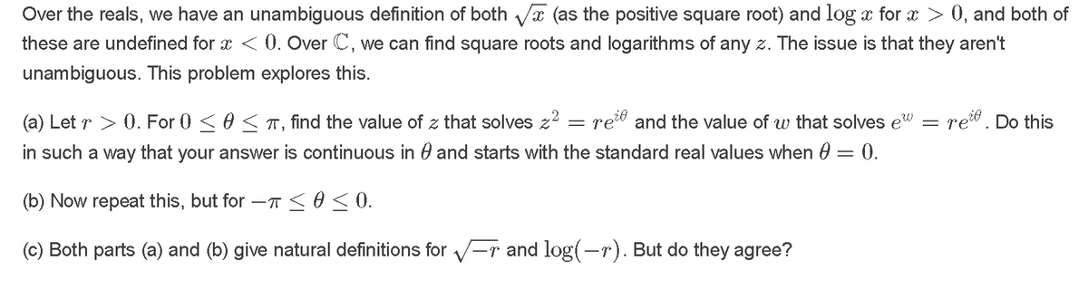 Solved Over the reals, we have an unambiguous definition of | Chegg.com