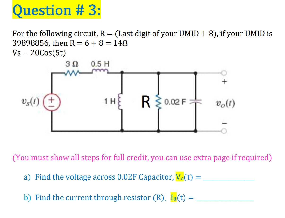 Solved For the following circuit, R= (Last digit of your | Chegg.com