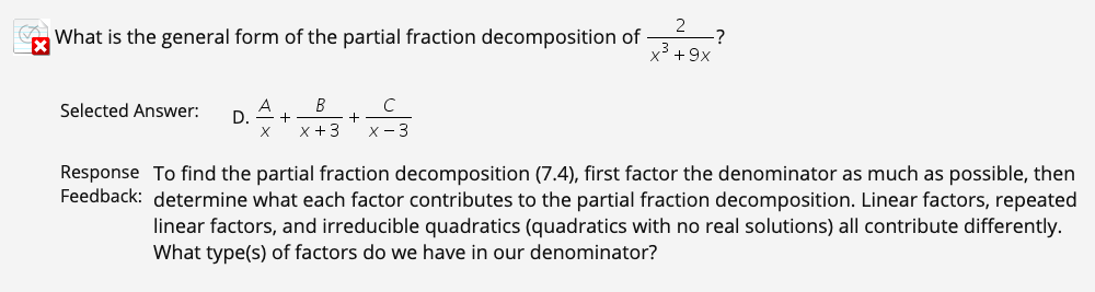 Solved What is the general form of the partial fraction | Chegg.com