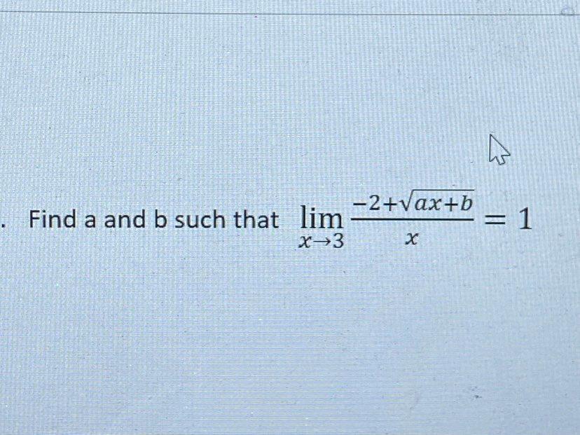 Solved limx→3x−2+ax+b=1 | Chegg.com