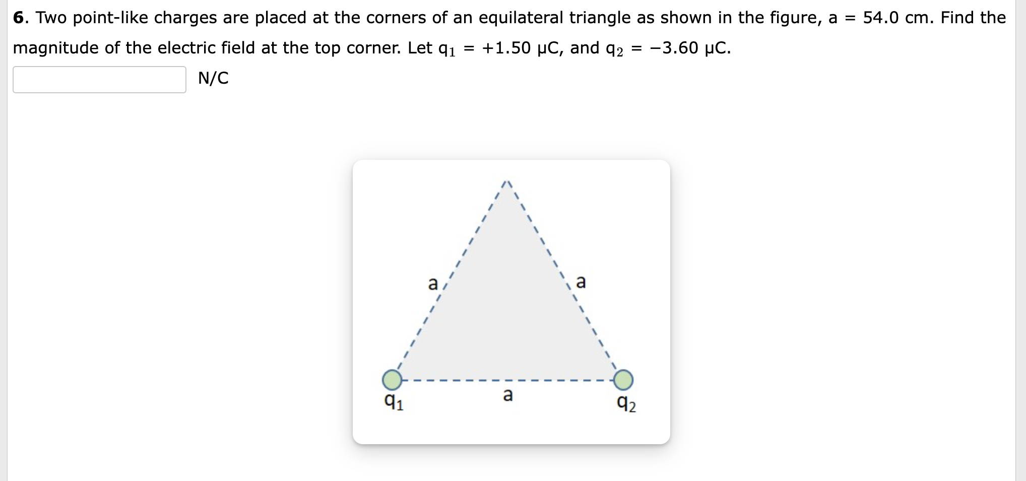 Solved 6. Two point-like charges are placed at the corners | Chegg.com