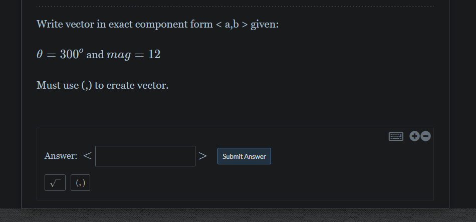 Solved Write vector in exact component form given: | Chegg.com