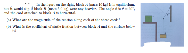 Solved In the figure on the right, block A (mass 10 kg) is | Chegg.com