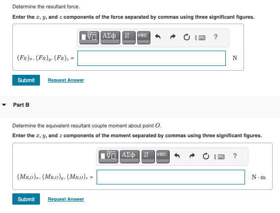 Solved Replace the force system by an equivalent resultant | Chegg.com