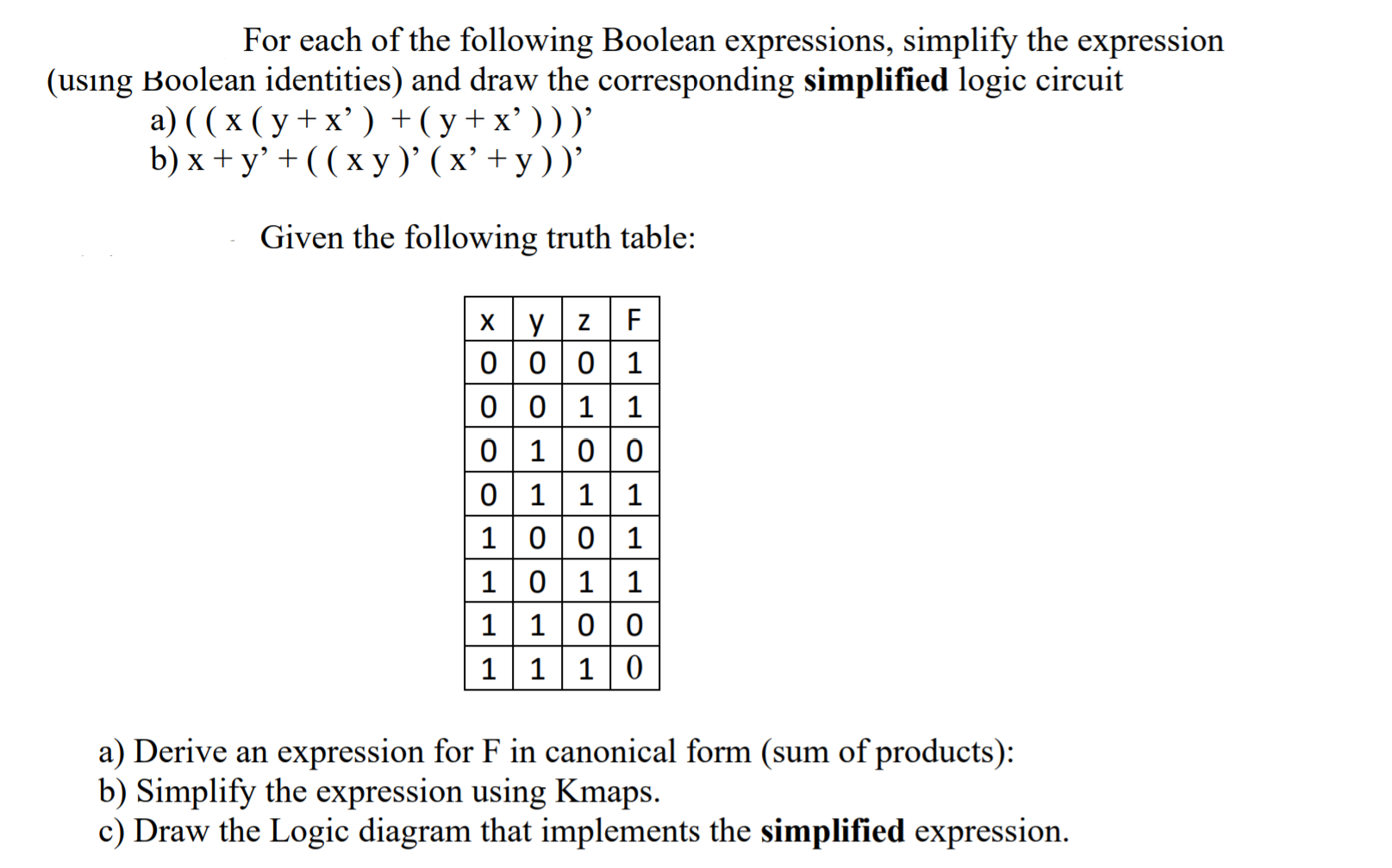 Solved For each of the following Boolean expressions, | Chegg.com