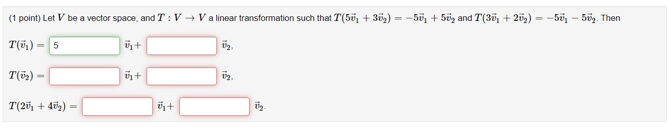 Solved (1 point) Let V be a vector space, and T:V→V a linear | Chegg.com
