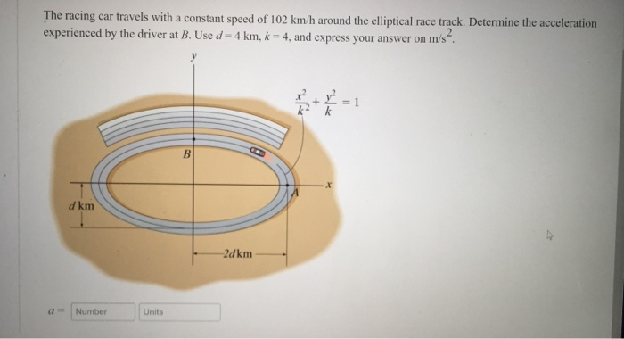 Solved The racing car travels with a constant speed of 102 | Chegg.com