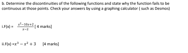 Solved b. Determine the discontinuities of the following | Chegg.com