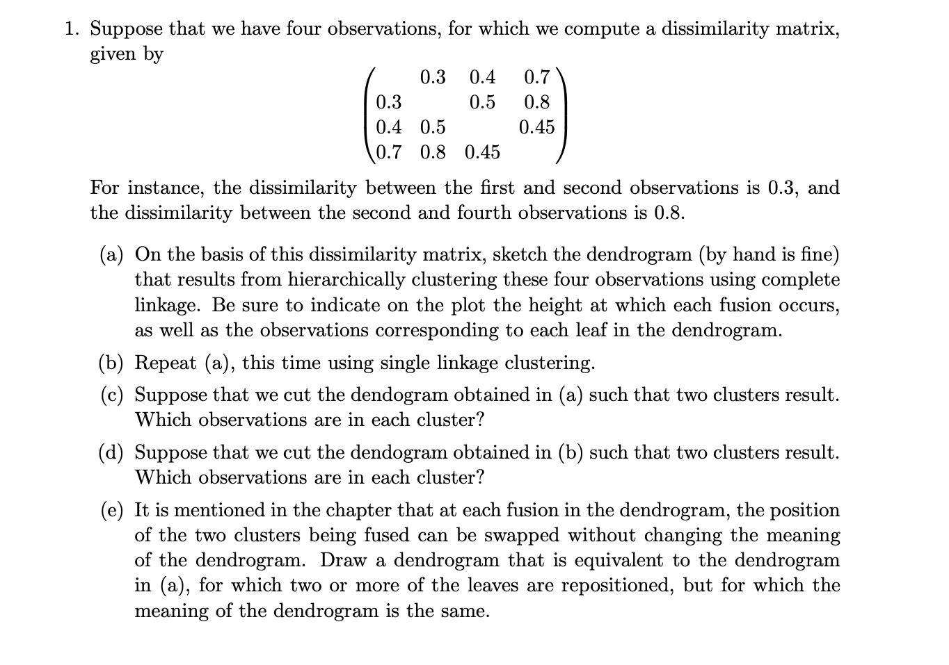 Solved 1. Suppose that we have four observations, for which | Chegg.com
