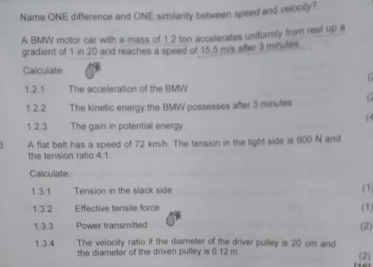Solved poween speed and velocity? Name ONE difference and | Chegg.com
