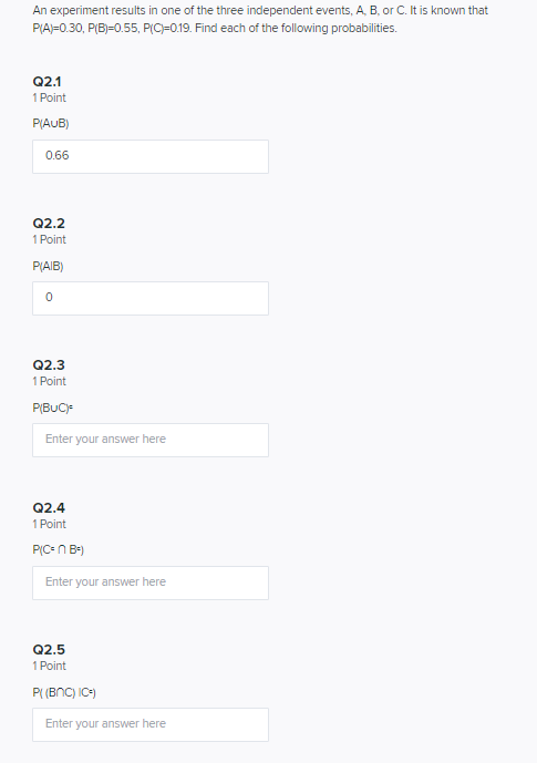 Solved An experiment results in one of the three independent | Chegg.com