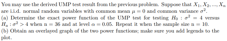 Solved You may use the derived UMP test result from the | Chegg.com