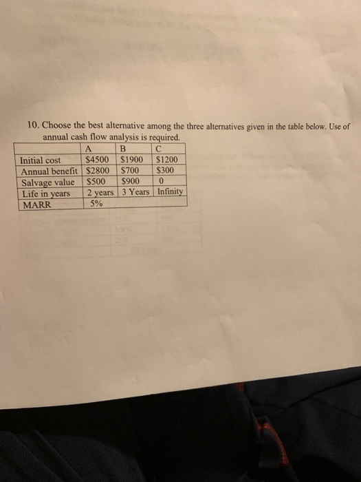 Solved 10. Choose the best alternative among the three | Chegg.com
