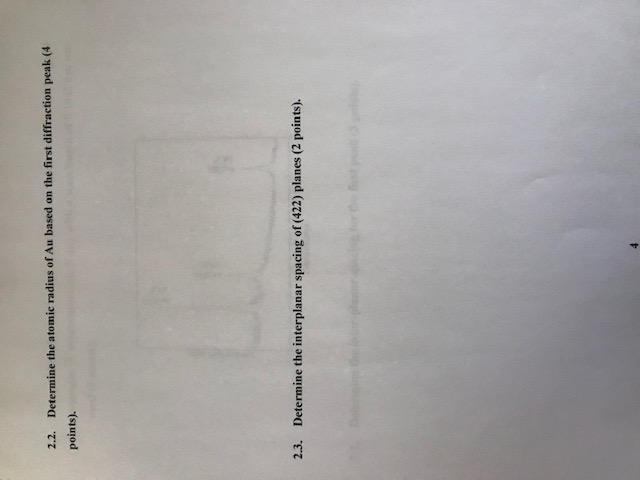 Solved 2. X-ray diffraction pattern of gold as shown below | Chegg.com