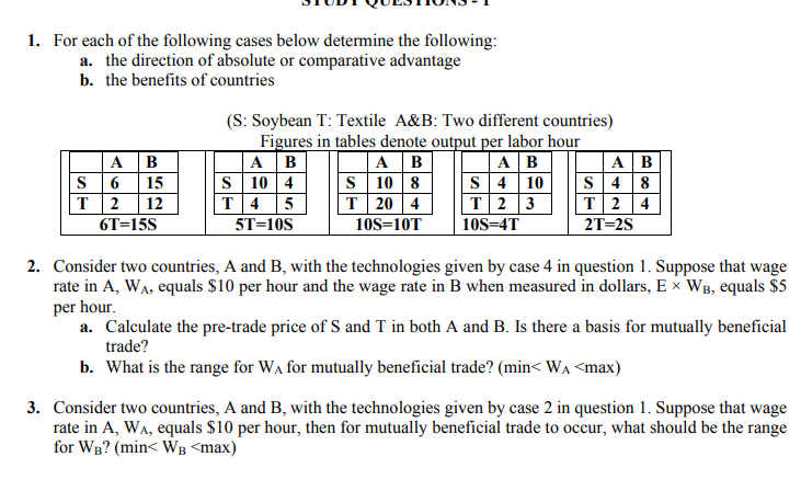 Solved 1. For each of the following cases below determine | Chegg.com