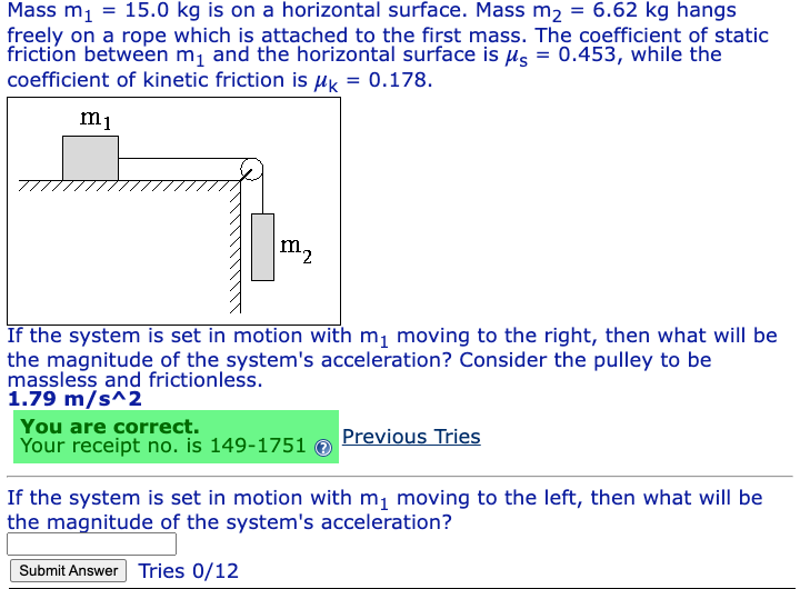 Solved Mass m1=15.0 kg is on a horizontal surface. Mass | Chegg.com