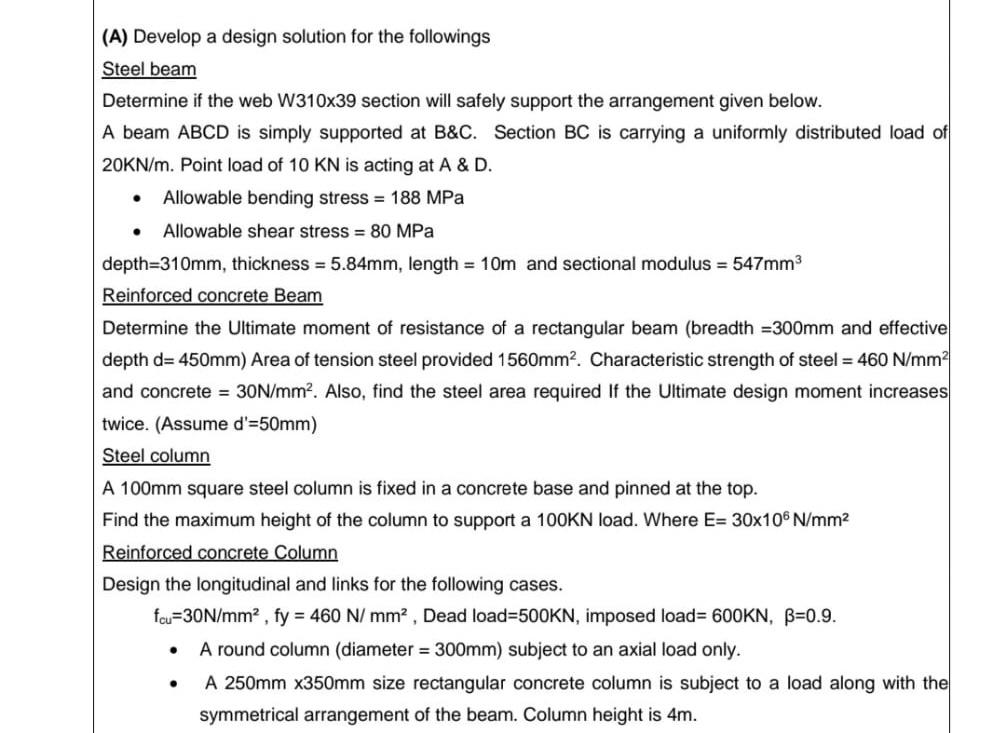 . (A) Develop a design solution for the followings | Chegg.com