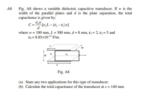 Solved A8 Fig. A8 shows a variable dielectric capacitive | Chegg.com Solved A8 Fig. A8 shows a variable dielectric capacitive | Chegg.com