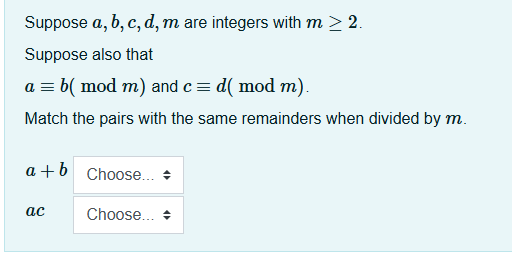 Solved Suppose a,b,c,d,m ﻿are integers with m≥2.Suppose also | Chegg.com