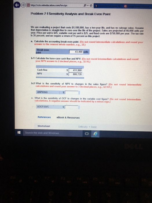 Solved Problem Sensitivity Analysis and Break-Even Point We | Chegg.com