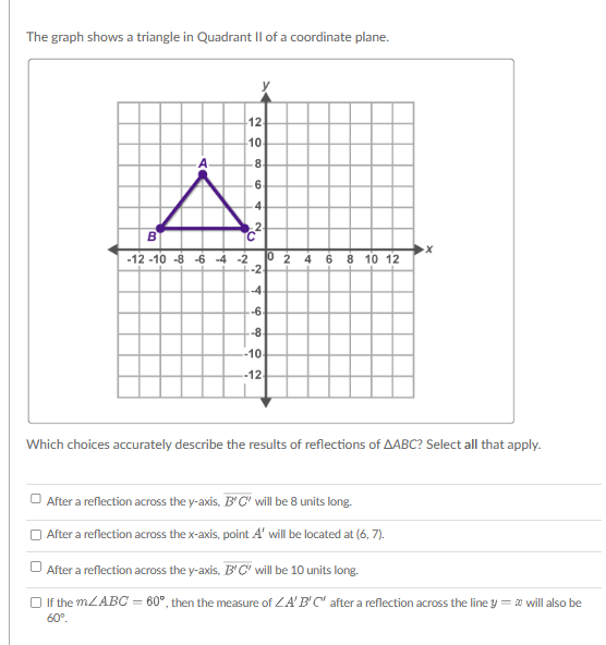 Solved The graph shows a triangle in Quadrant II of a | Chegg.com