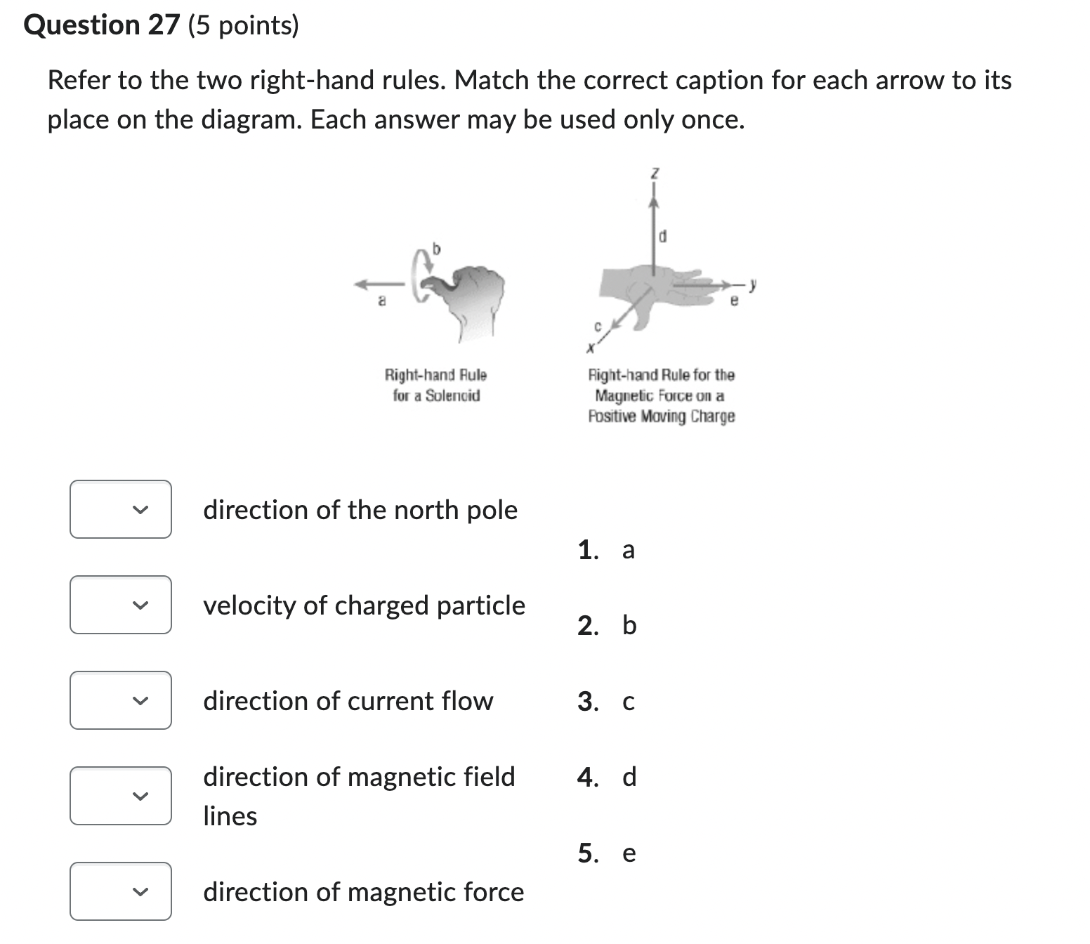 Solved Refer to the two right-hand rules. Match the correct | Chegg.com