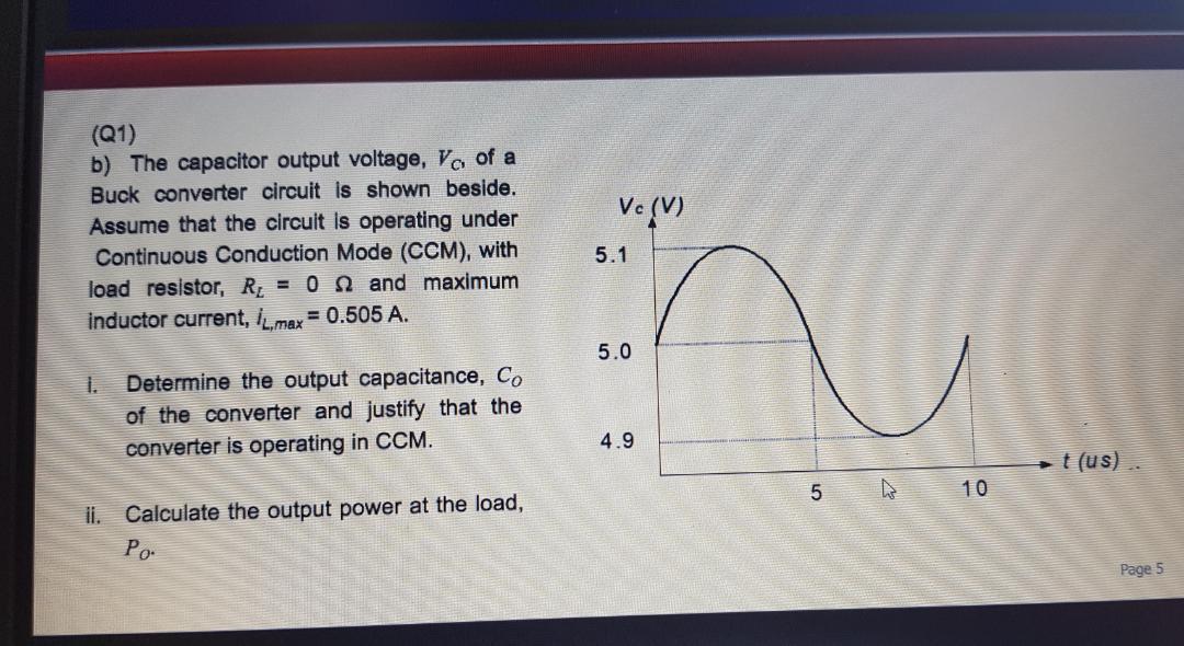 Solved Vc (V) (Q1) b) The capacitor output voltage, Vo of a | Chegg.com