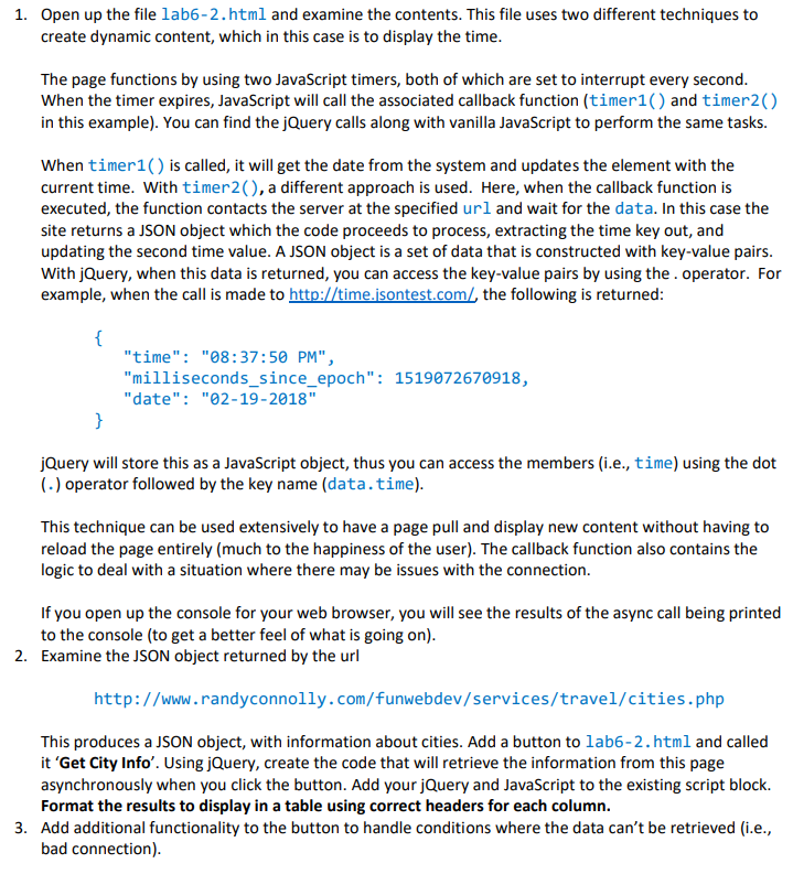 1. Open up the file lab6-2.html and examine the | Chegg.com
