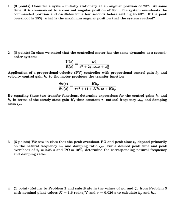 Solved 1 (3 points) Consider a system initially stationary | Chegg.com