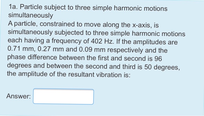 Solved 1b. Particle subject to three simple harmonic motions | Chegg.com